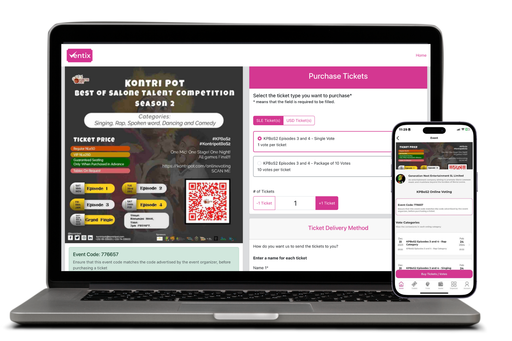 Ventix - Unforgettable Events, Secure Finances, Voting & Trivia